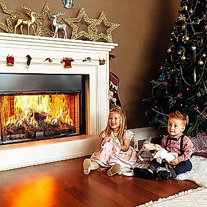 YAZEKY 10 PC Ceramic Fireplace Gas Log for Indoor Ventless/Vented, Gas Inserts, Propane, Gel, Ethanol, Electric or Outdoor Fireplaces and Fire Pits, Log Simulation Charcoal Clean Decoration