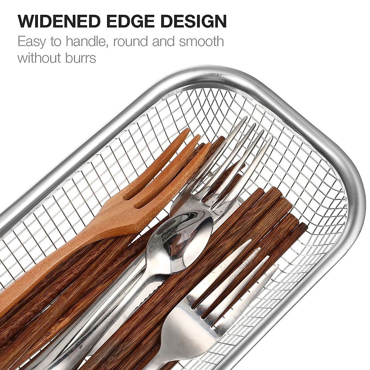 Cabilock Dishwasher Silverware Cutlery Basket Stainless Steel Flatware Drying Rack Countertop Utensil Holder Caddy Silver A