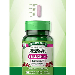 Nature's Truth Probiotics for Women | 5 Billion CFUs Daily | 40 Vegetarian Capsules | with Cranberry | Non-GMO & Gluten Free | No Refrigeration Needed