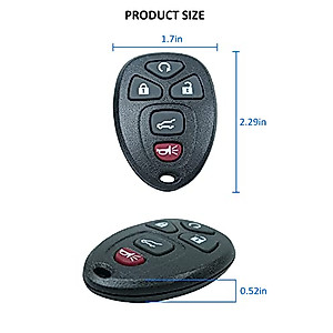 2Pcs Keyless Entry Remote Control Car Key Fob Fit for Chevy Traverse Tahoe Suburban/Buick Enclave/Cadillac Escalade/07-2016 GMC Acadia Yukon Replacement Remote Control 5 Buttons OUC60270 OUC60221