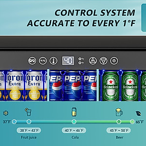 EUHOMY 24 Inch Beverage Refrigerator, Built-in and Freestanding Beverage Cooler 180 Can, Under Counter Beverage Fridge with Stainless Steel Door, Outdoor Refrigerator for Soda, Beer, Wine