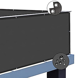 LOVE STORY 3'x10' Waterproof Charcoal Balcony Privacy Screen Fence Cover Shade UV Sunblock for Patio, Deck, Patio, Apartment Railings, Shield 90%