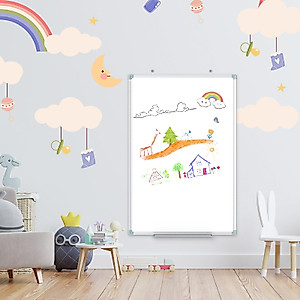 Lockways Magnetic Dry Erase Board, 36 x 24 Inch Magnetic Whiteboard White Board, 1 Dry Erase Markers, 2 Magnets for School, Home, Office