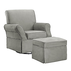 Baby Relax Kelcie Swivel Glider Chair and Ottoman Set, Gray Microfiber, 2 Count