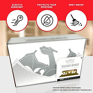 EVORETRO Display Case Protector Compatible with Pokémon TCG Sword & Shield Charizard Ultra Premium Collection Box (Pokemon Collection Box NOT Included) 0.50mm PET Plastic Protector Case