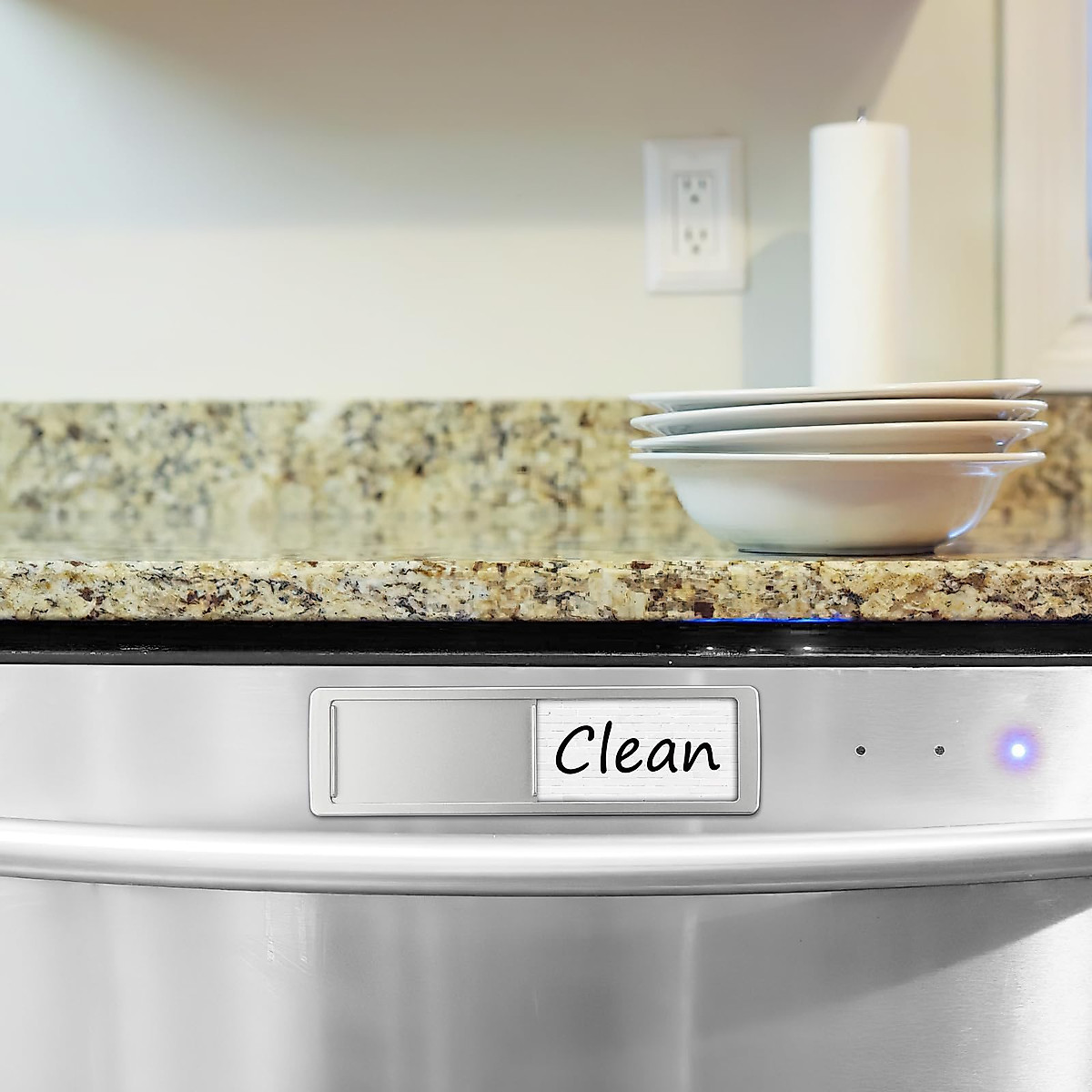 Dishwasher Magnet Clean Dirty Sign Shutter Only Changes When You Push It Non-Scratching Strong Magnet or 3M Adhesive Options Indicator Tells Whether Dishes are Clean or Dirty (Tiles White/Black)