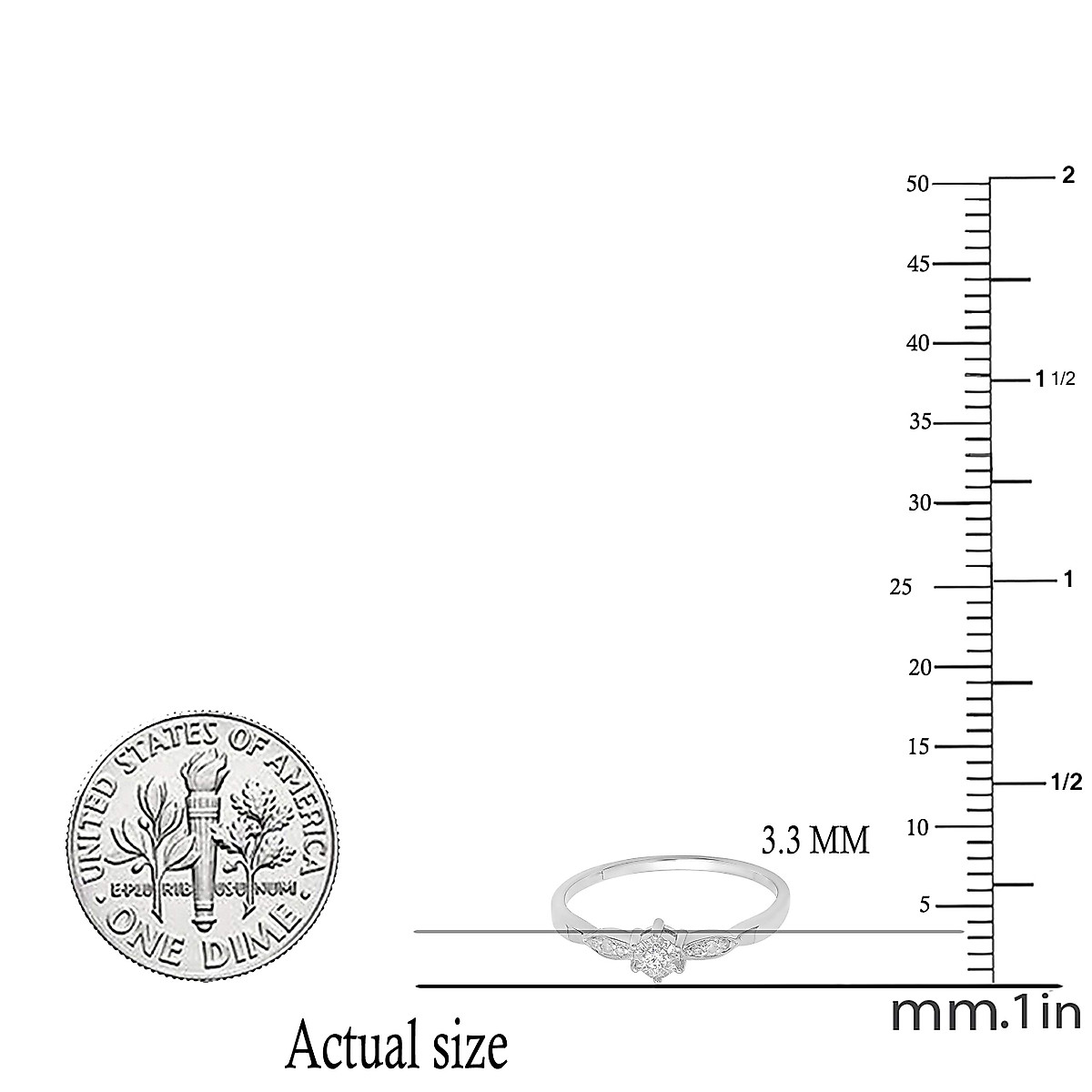 Dazzlingrock Collection 0.05 Carat (Ctw) Round Lab Grown White Diamond Bridal Promise Ring, in 925 Sterling Silver, Size 9.5