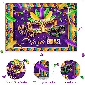 Mardi Gras Party Decorations - Mardi Gras Party Backdrop Banner Masquerade Dancing Banner Backdrop for Mardi Gras,New Orleans Masquerade Party Supplies