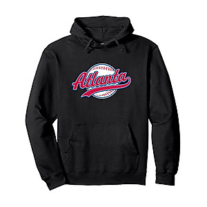 Atlanta Tee Vintage Baseball Throwback Retro Design Pullover Hoodie