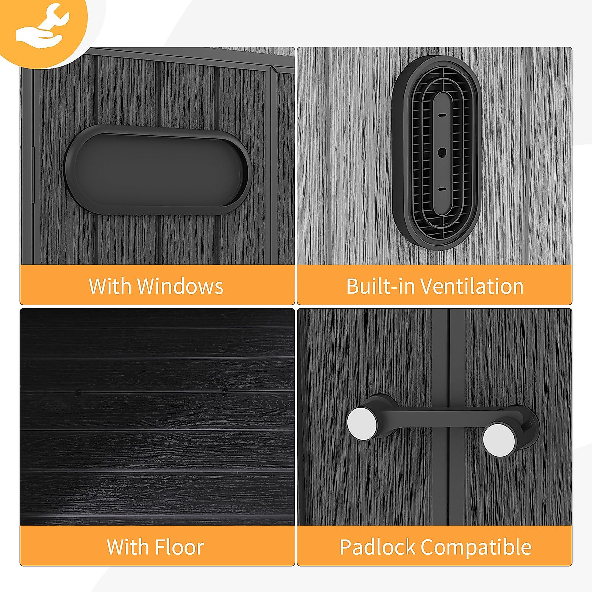 Jolydale 10'x8' Resin Outdoor Storage Shed - Secure Bike, Tool, & Garbage Can Storage with Lockable Door for Backyard, Lawn, & Patio Use