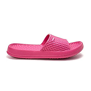 FUNKYMONKEY Unisex-Child Shower Slides, Slip On Water Shoes for Boys and Girls (1 Little Kid, Fuxia)
