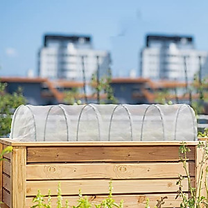 Greenhouse Hoop Kit, 8pcs 20"x 16.7" Garden Hoops for Raised Beds, 6.6ft x 13ft Plant Cover Netting with Clamps Clips, Rust Free Steel Grow Tunnel Support Frame for Outdoor Farm Low Growing Plant