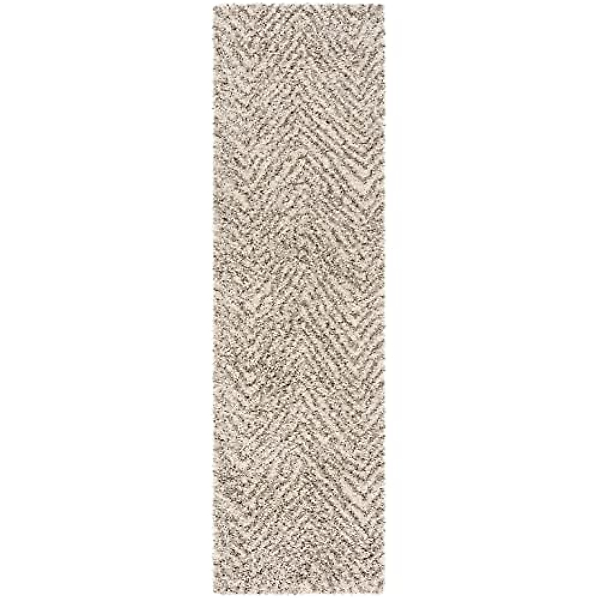 SAFAVIEH Hudson Shag Collection Accent Rug - 3' x 5', Ivory & Grey, Chevron Design, Non-Shedding & Easy Care, 2-inch Thick Ideal for High Traffic Areas in Entryway, Living Room, Bedroom (SGH375A)