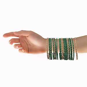 RIANGI Bangles For Women Indian Jewelry Set Of 22 Pcs Green Bangles For Women Indian Bollywood Jewelry For Women Party Favors Alloy Metal Bangles Indian Hand Jewelry For Women
