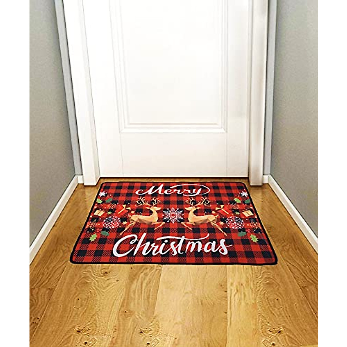 Juephe Non-Slip Christmas Rugs Christmas Mats 20 x 28.5 Inches， Holiday Rugs Winter Welcome Doormats Floor Mat for Indoor Outdoor Xmas Rug Home Garden Welcome Door mat Style 4