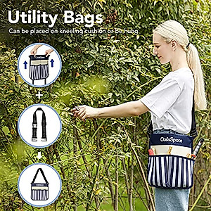 Garden Kneeler and Seat - Sturdy Garden Bench Stool with Thicken & Soft Kneeling Pad，Heavy Duty Foldable Garden Stool Bonus 2 Large Pouches for Gardening Tools by OasisSpace (Blue)