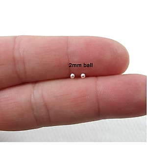 Tiny 2mm Ball Stud Earrings for Women Girls,Dainty Mini Ball Earrings for Cartilage Helix Earlobe Piercing 316L Surgical Stainess Steel Hypoallergenic(2mm, Silver)