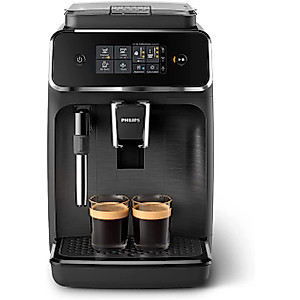 Philips 1200 Series Superautomatic Coffee Maker with Built-in Coffee Mill - Classic Milk Frother, Intuitive Touch Screen, Matte Black