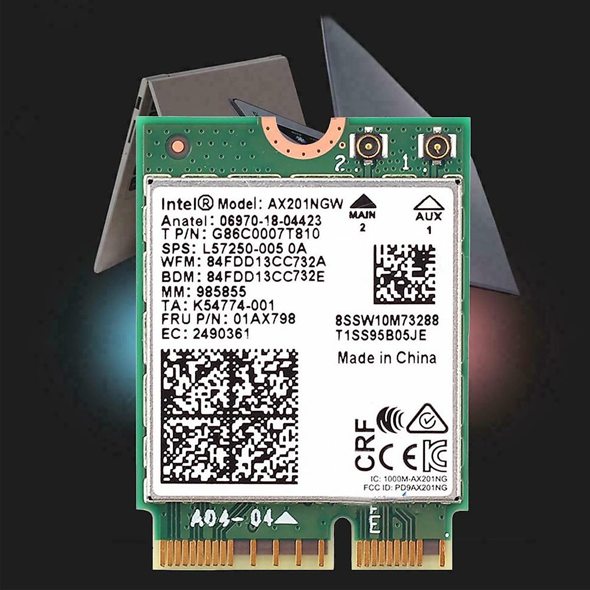 AX201NGW WiFi Card,WiFi 6E M.2 Laptop 2.4Gbps 802.11ax Wireless Intel AX201 Wireless Card 11AX WiFi Adapter with Bluetooth 5.3 MU-MIMO for Windows 10, 64-bit, Google Chrome OS, Linux(64bit)