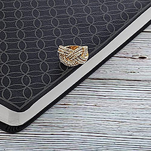 LUX ACCESSORIES Nicole Miller Gold-tone Twisted Stretch Clear Crystal Rhinestones Fashion Ring