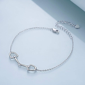 YFN Horse Snaffle Bit Sterling Silver Adjustable Bracelet for Horse Lover Gift for Women