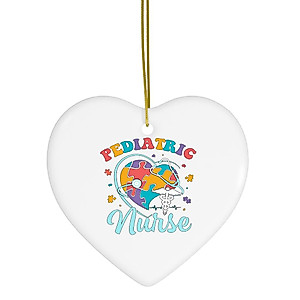 Pediatric Nurse Autism Day Love Heart Stethoscope Nursing Christmas Ornament