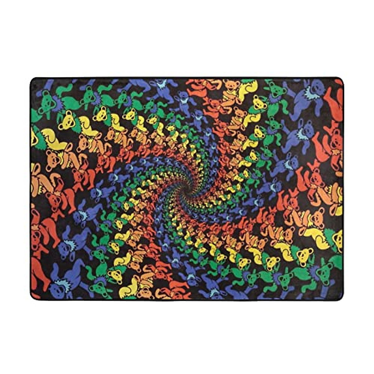 Bear Dancing Tie Dye Area Rug 58x80 Inch (4.84x6.67 Ft), Modern Fluffy Living Room Area Rug, Water Absorption Luxury Large Area Rug, Soft Non-Slip Area Rugs for Bedroom Dorm Dining Room Decor