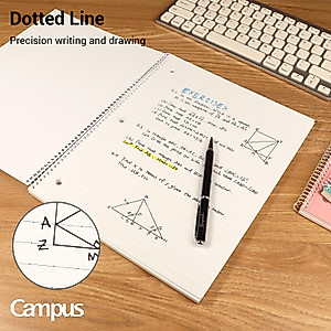 KOKUYO Spiral Notebook, 3 Pack Campus 10-1/2" x 8" Subject Notebooks with College Ruled, 80 Sheets, Pink Blue Green 3 Holes School Spiral Journal for Work Study Note Taking (WSG-SU-400G1×3)