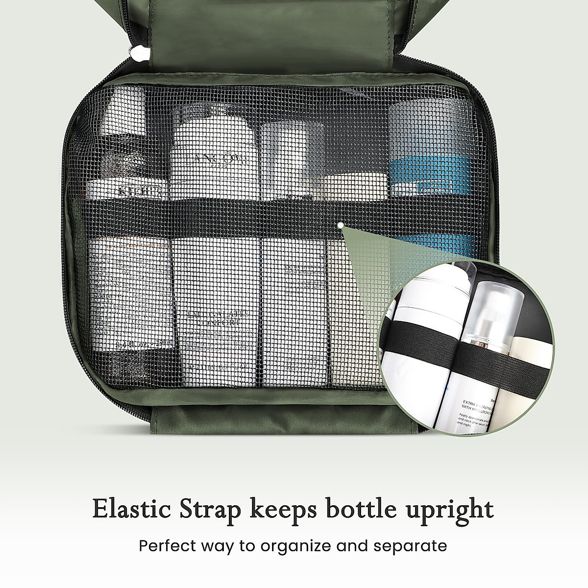 Maliton Travel Toiletry Bag for Men, Hanging Toiletry Bag with 4 Compartments, Portable Waterproof Compact Travel Bathroom Organizer, Ideal for Travel Daily Life (Olive Green)