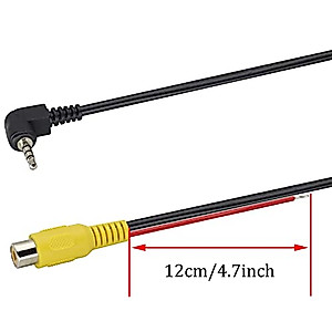 HCFeng 2.5mm to RCA Cable 2.5mm AV-in Male（4-Pole） to RCA Female Cable with Trigger,2.5mm Stereo to RCA Video Adapter for GPS Tablet Car Camcorder Reverse Backup Rear View Camera(2.4M+20cm)