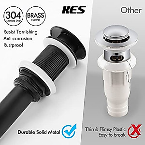 KES Rectangle Bathroom Sink with Bathroom Sink Drain Combo, 16" x 12" White Ceramic Vessel Sink Above Counter with Pop Up Drain Stopper Brass and Stainless Steel Matte Black, BVS110S40+S2008D-BK