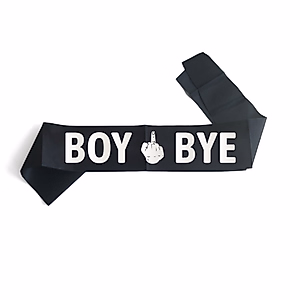 Boy Bye Sash, Happy Divorce Party Favors Supplies Decorations for Just Divorced, Bestie Gathering/Going Away/Moving/Graduation/Farewell Party Sash (Black Sash with Silver Vivid Finger Pattern)