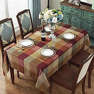 Rectangle Tablecloth Checkered Style Polyester Table Cloth Spillproof Dust-Proof Wrinkle Resistant Heavy Weight Table Cover for Kitchen Dinning Tabletop (Rectangle/Oblong, 52" x 70" (4-6 Seats), Red)
