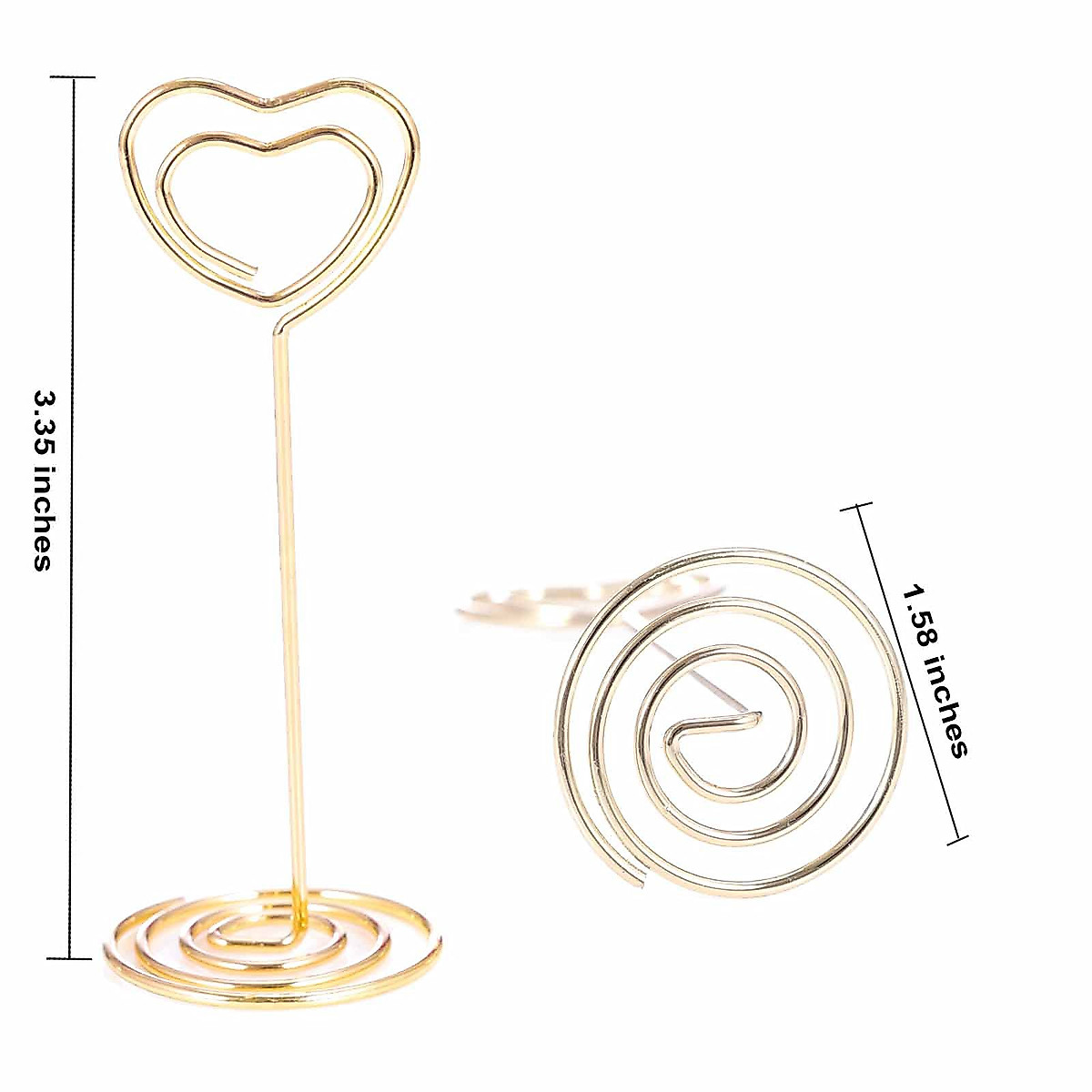 BuRuiJi 20PCS Table Number Holders,3.35 inch Place Card Holders,Table Number Stands,Table Card Holder, Photo Picture Holders for Centerpieces, Wedding, Party, Birthday (Heart Shaped-Gold)