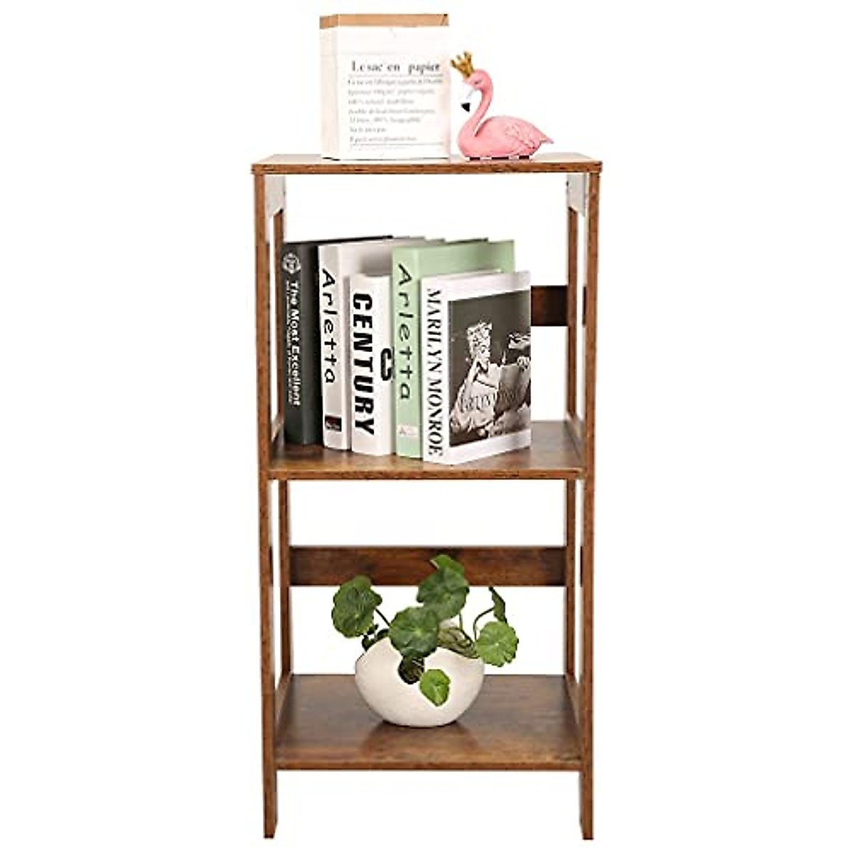 End Table Side Tables Bedroom 2 Shelf, Small Book Shelf Organizer Rack 3 Tier, Bathroom Storage Cabinet Plant Stand Shelves for Kitchen, Natural
