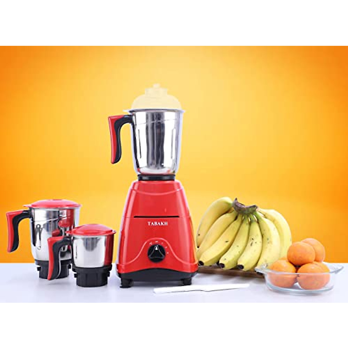 Ckitze Tabakh Indian Mixer Grinder | 650 Watts | 110-Volts Red, 3-Jar, T-Prime