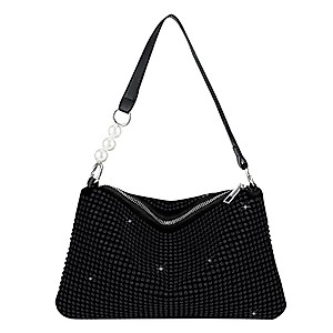 Evevictor Bling Clutch Purse, Crossbody Handbag, Rhinestone Money Handbag for Women, Black