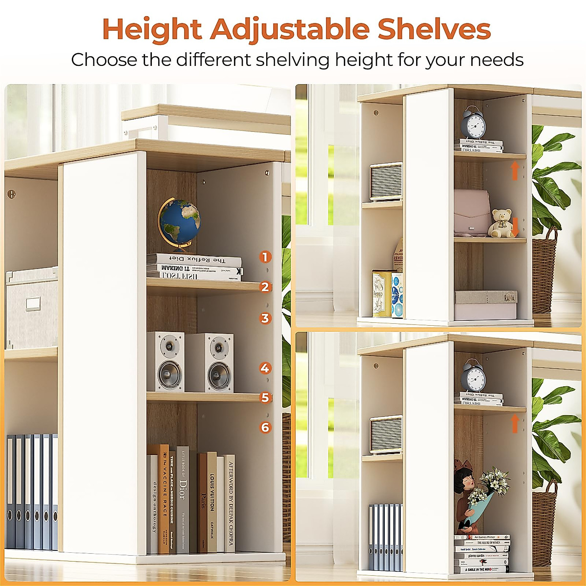 SOROGRA Small Computer Desk with Storage Shelves 39.4 inch Home Office Desk with LED Lights and Power Outlets, Writing Desk with Monitor Stand for Bedroom, Small Space, Oak