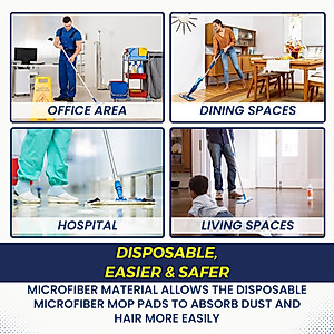 18 Inch Microfiber Disposable Mop Pad 24 Pack for All 16-18'' Hook & Loop System Mop, Wet Dry Cleaning Pad Compatible with Bona,Rubbermaid,Turbo,Norwex (18 in, 24 Pack)