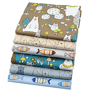 6Pcs Cartoon Prined 18" x 22" Fat Quarters Fabric Bundles for Patchwork Quilting,Pre-Cut Quilt Squares for DIY Sewing Patterns Crafts