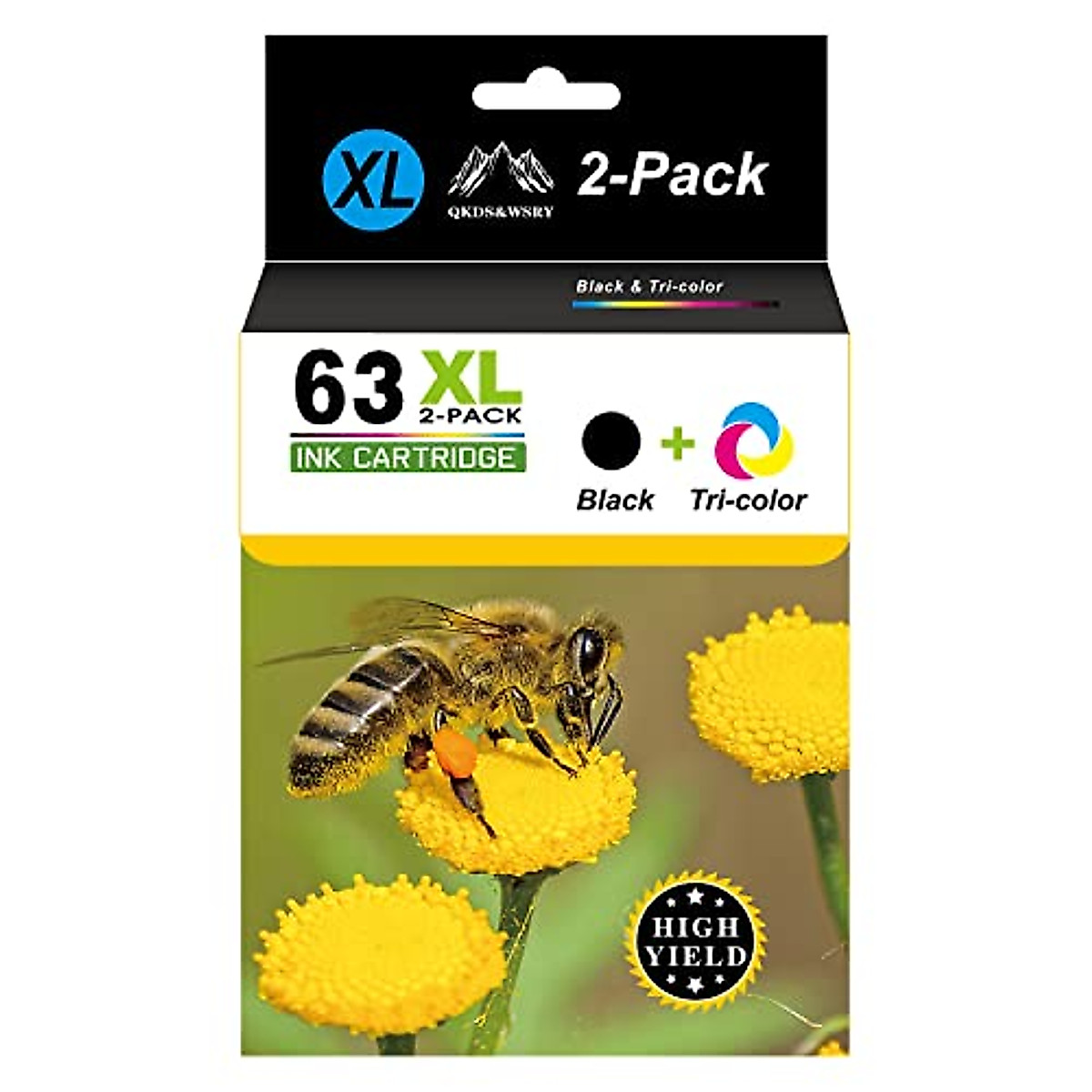 63XL Ink Cartridges Combo Pack Remanufactured Replacement for HP 63 XL Ink Work with Officejet 3830 4650 4652 4655 5200 Envy 4520 4512 Deskjet 1112 2132 3630 3632 Printer(1 Black,1 Tri-Color)