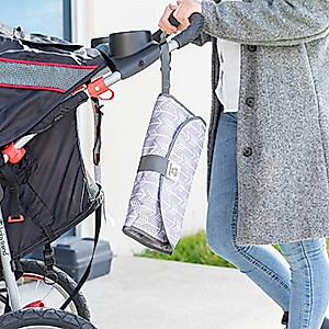 SnoofyBee - Portable Baby Changing Station: Compact, Clean-Hands Design with Dual Storage Pockets - Waterproof & Stylish (Grey Arrow)
