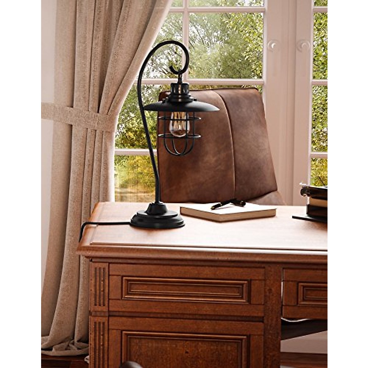 Lite Source LS-21456D/BRZ Lanterna Ii Table Lamp, 10" x 9" x 23"
