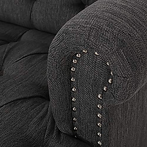 Christopher Knight Home Tracy Contemporary Deep Tufted Sofa with Nailhead Trim, Charcoal