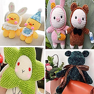 2x100gr Soft Velvet Chenille Blanket Yarn for Crocheting and Knitting Crochet Amigurumi Yarn Super Bulky (Yellow)