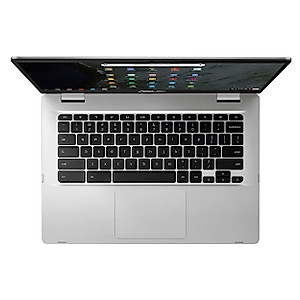ASUS Chromebook C423, 14.0" FHD NanoEdge-display with 180 Degree-Hinge, Intel Celeron N3350-Processor, 4GB-RAM, 32GB eMMC Storage, Zero-Touch Enrollment, Chrome OS, Silver, C423NA-DB42F