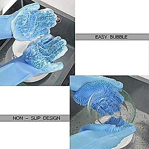 Silicone Hand Gloves for Dish Washing Kitchen Cleaning Gloves, Pet Grooming, Great for Washing Dish, Car, Bathroom (Multicoloured)