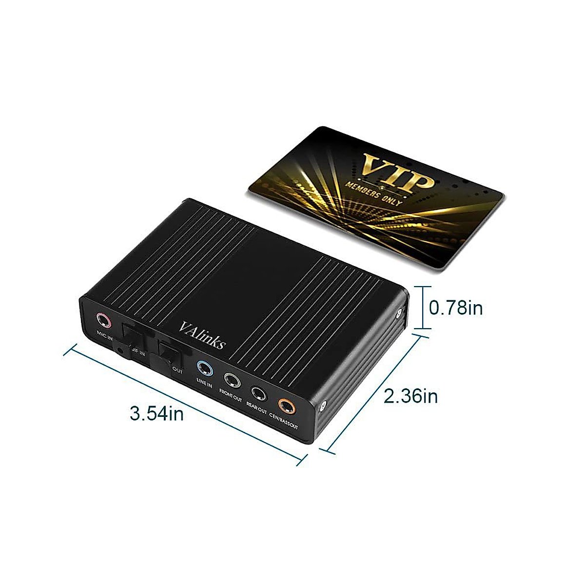 VAlinks USB 2.0 External Sound Card 6 Channel 5.1 Surround Optical S/PDIF Audio Sound Card Adapter for PC Laptop Recording Compatible with Windows 10/8 / 7/ XP