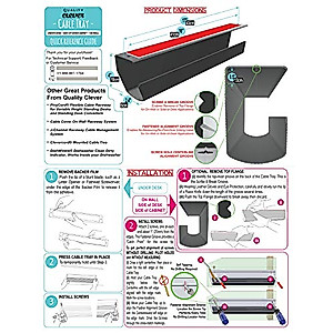 Cable Management Tray, Under-Desk, On-Wall or Side-of-Desk, 17x4x2.4”, 2-PK, Hide & Organize Your Cables, Power Supplies and Power Strips, Bonus 10-Pk Cable Ties
