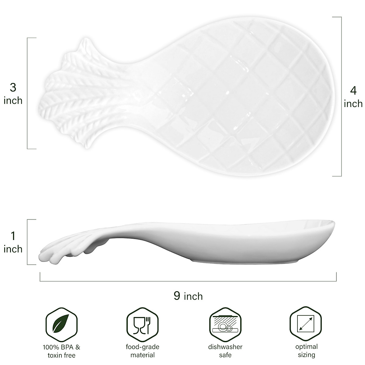 Multi-Purpose Ceramic Spoon Rest for countertop Kitchen Holder Jewelry Tray Spoon Holder for Kitchen Modern Farmhouse Decor Pineapple